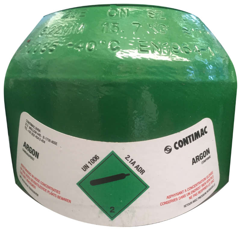 Gasfles vulling 10L Argon Contimac (donkergroene kraag) | Toebehoren ...